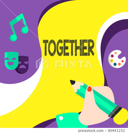 Hand writing sign Together. Business overview... - Stock Illustration ...