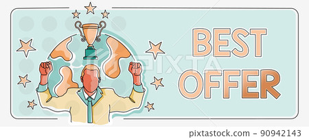 Hand writing sign Best Offer. Word for To... - Stock Illustration ...