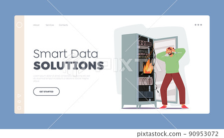 Smart Data Solutions Landing Page Template.... - Stock Illustration ...