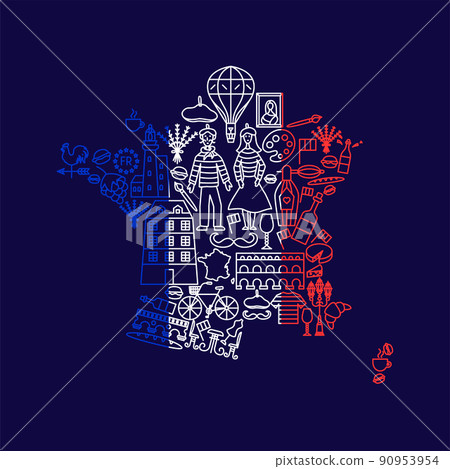 France Country Line Icons - Stock Illustration [90953954] - PIXTA