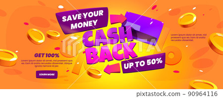 Cash back offer web banner. Refund money concept - Stock Illustration ...