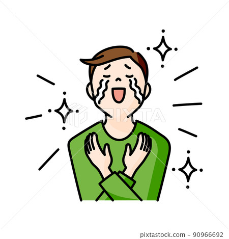 Illustration of a man crying with excitement... - Stock Illustration ...