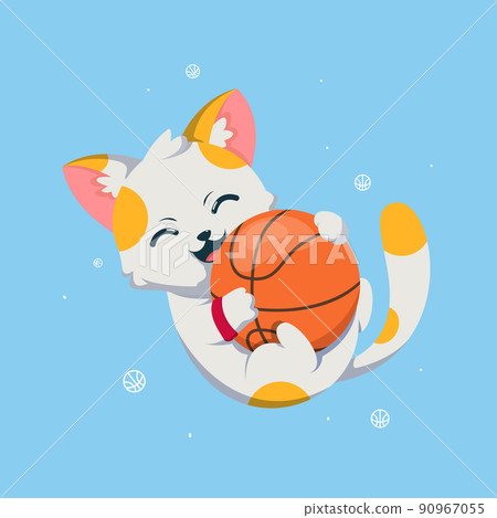 Cute cat playing with baseball cartoon vector... - Stock Illustration ...