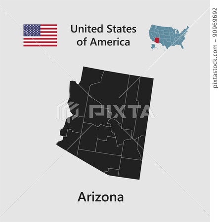 Vector map state Arizona, flag and map USA - Stock Illustration ...