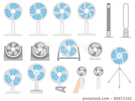 Illustration set of various types of electric fans - Stock Illustration ...