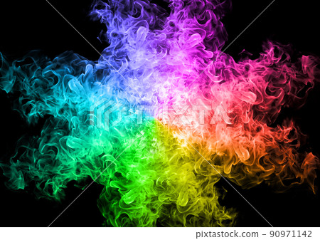 3d illustration of burning colorful fire - Stock Illustration [90971142 ...