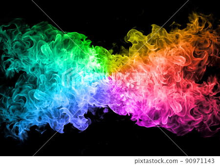 3d illustration of burning colorful fire - Stock Illustration [90971143 ...