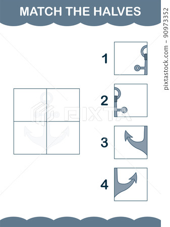 Match halves of Anchor. Worksheet for kids - Stock Illustration ...