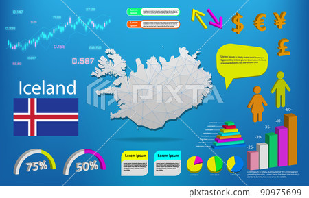 iceland map info graphics - charts, symbols,...-插圖素材 [90975699] - PIXTA圖庫