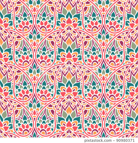 Colorful seamless pattern with Paisley elements... - Stock Illustration ...