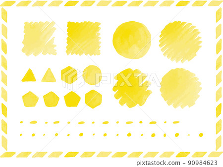 Yellow watercolor shape set - Stock Illustration [90984623] - PIXTA