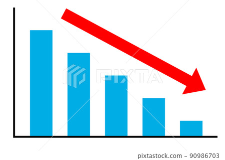 Descending bar graph and arrow - Stock Illustration [90986703] - PIXTA