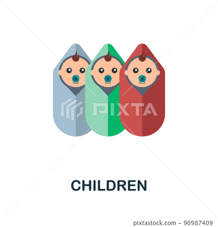 Children flat icon. Colored element sign from...-插圖素材 [90987409] - PIXTA圖庫