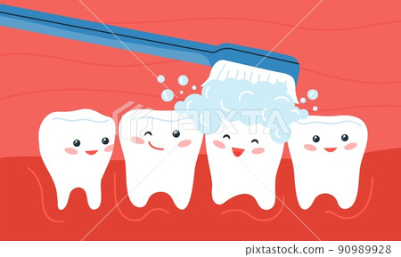 Teeth hygiene. Comic shiny dental paste,... - Stock Illustration ...