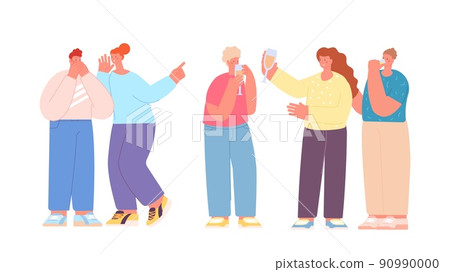Couple gossip about drinking friends. Alcohol... - Stock Illustration ...