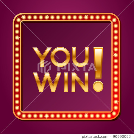 You win banner in retro frame with bulbs.... - Stock Illustration ...