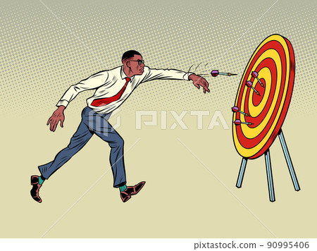 African businessman target dart target accuracy... - Stock Illustration ...