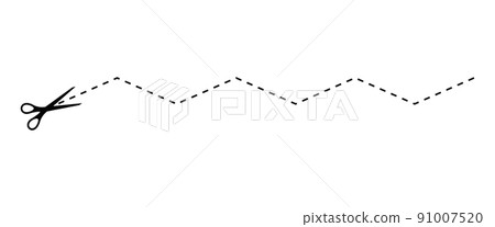Scissors cut dotted line zig zag shape icon. - Stock Illustration ...