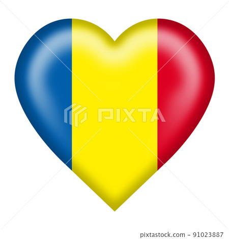 Romania flag heart button isolated on white... - Stock Illustration ...