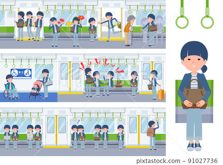 Natural style women's set to get on the train - Stock Illustration ...