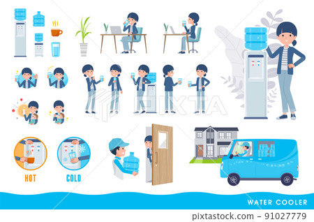 A set of water server and natural style women.... - Stock Illustration ...