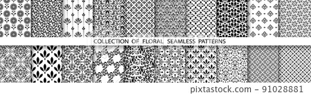 Geometric floral set of seamless patterns.... - Stock Illustration ...