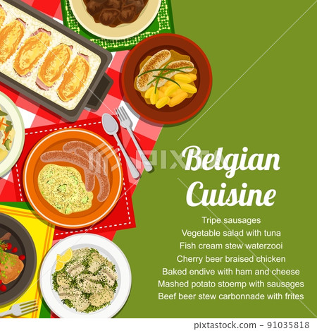Belgian cuisine menu cover. Mashed potato... - Stock Illustration ...