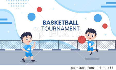Basketball Sports Tournament Social Media Video...-插圖素材 [91042511 ...