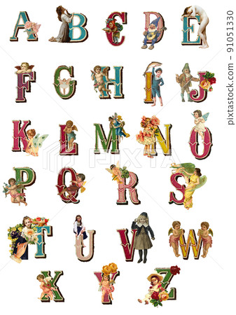 Vintage collage alphabet - Stock Illustration [91051330] - PIXTA