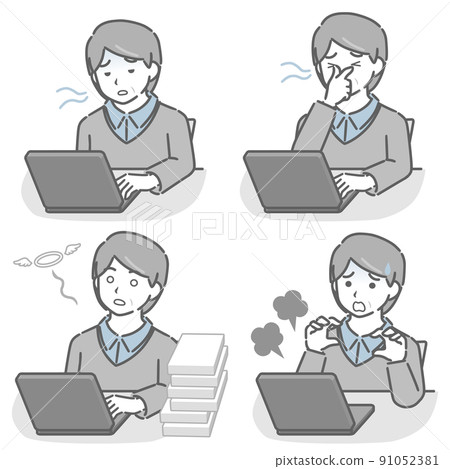 Middle-aged men who have difficulty operating a... - Stock Illustration ...