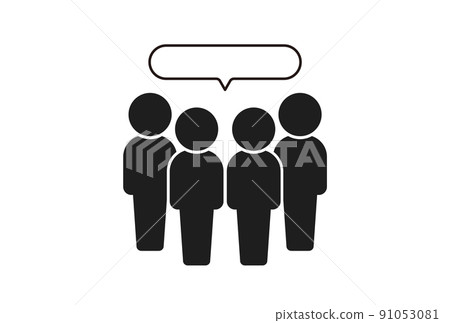 Pictograms of 4 people talking standing and... - Stock Illustration ...