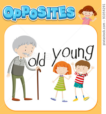 Opposite words for old and young - Stock Illustration [91054291] - PIXTA