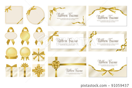 Luxury gold ribbon frame set - Stock Illustration [91059437] - PIXTA