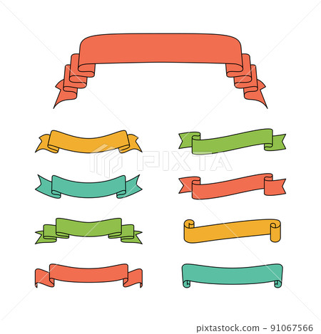 Simple and cute ribbon frame set - Stock Illustration [91067566] - PIXTA