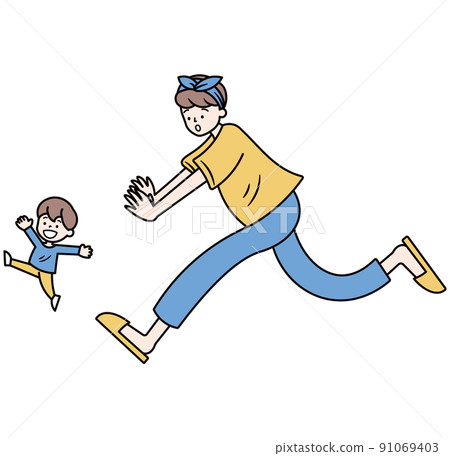 Illustration material of mother chasing son - Stock Illustration ...