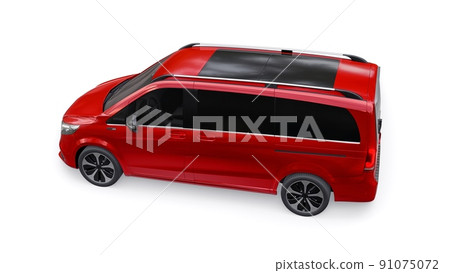 Red electric innovative minivan car. 3d model... - Stock Illustration ...