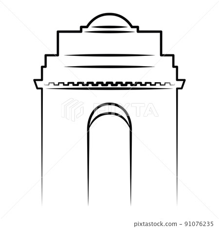 Isolated sketch of the India Gate landmark Vector - Stock Illustration ...