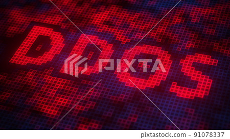 Pixels on the screen compose DDOS text. 3D... - Stock Illustration [91078337] - PIXTA