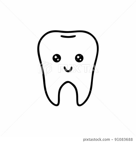 Funny tooth with a cute face. Vector... - Stock Illustration [91083688 ...