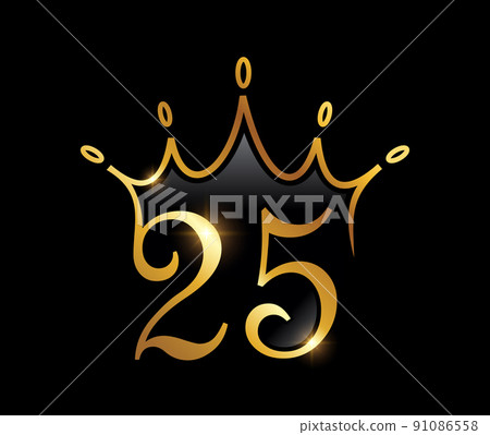 Golden Luxury Crown Monogram Number 25 - Stock Illustration [91086558 ...