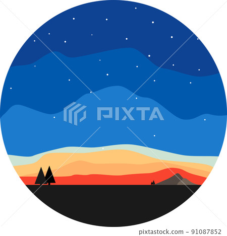 Cartoon landscape. Sunrise, sunset, dawn... - Stock Illustration ...
