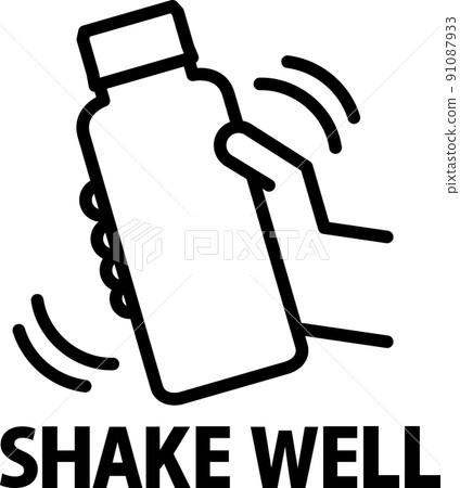 SHAKE WELL letters and a hand shaking the bottle - Stock Illustration ...