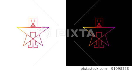 Unique and fun robot star logo design - Stock Illustration [91098328 ...