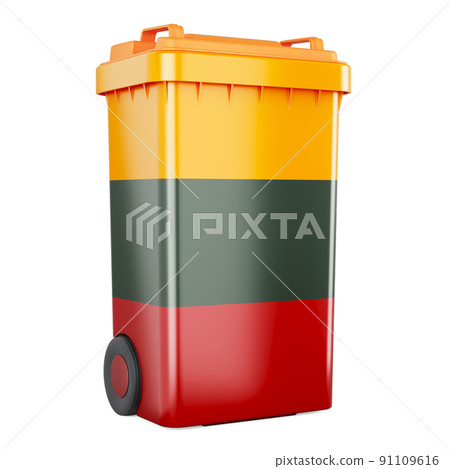 Waste container with Lithuanian flag, 3D rendering - Stock Illustration ...