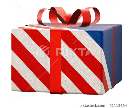 American flag color gift box with red ribbon... - Stock Illustration ...