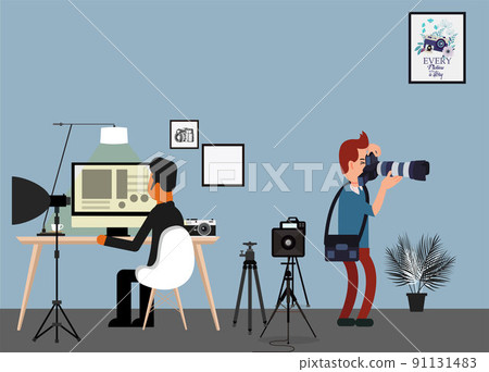 Studio work background model devices - Stock Illustration [91131483 ...