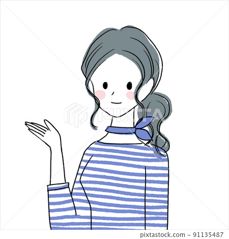 Illustration of a woman guiding by hand - Stock Illustration [91135487 ...