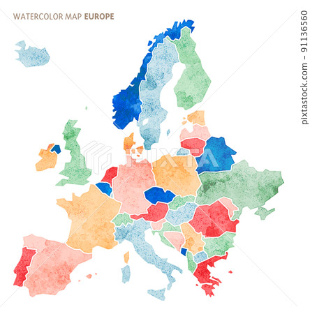 Map of Europe with watercolor touch: Grunge - Stock Illustration ...