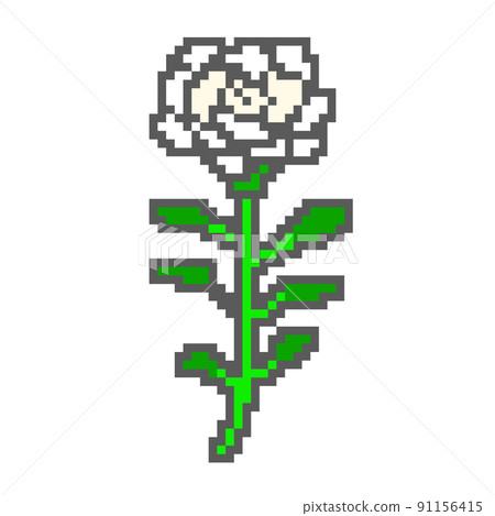 Rose (white) _ pixel art - Stock Illustration [91156415] - PIXTA
