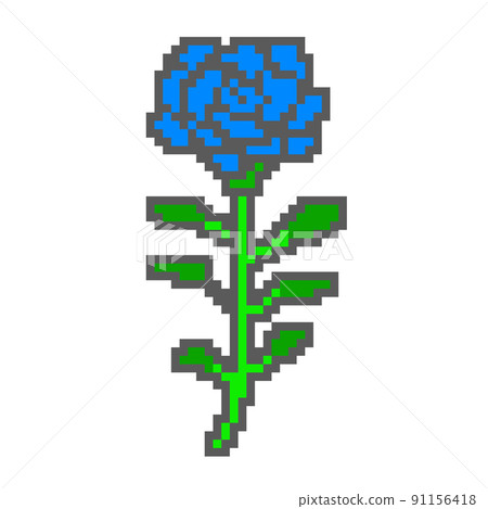 Rose (blue) _ pixel art - Stock Illustration [91156418] - PIXTA